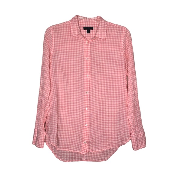 J. Crew | Tops | J Crew Pastel Pink White Checkered Gingham Spring ...